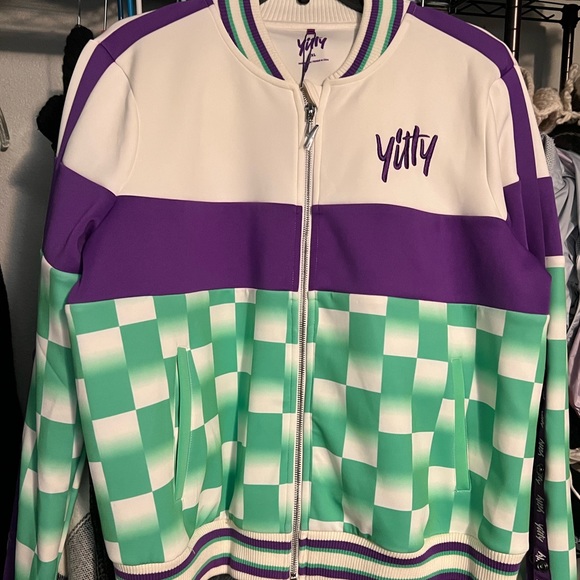 YITTY | Jackets & Coats | Yitty Track Jacket Green Purple White ...